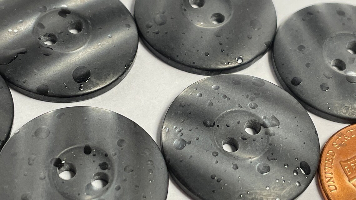 Lot of 6 Dark Gray Recessed Center 2-hole Sew-through Plastic Buttons 7 ...