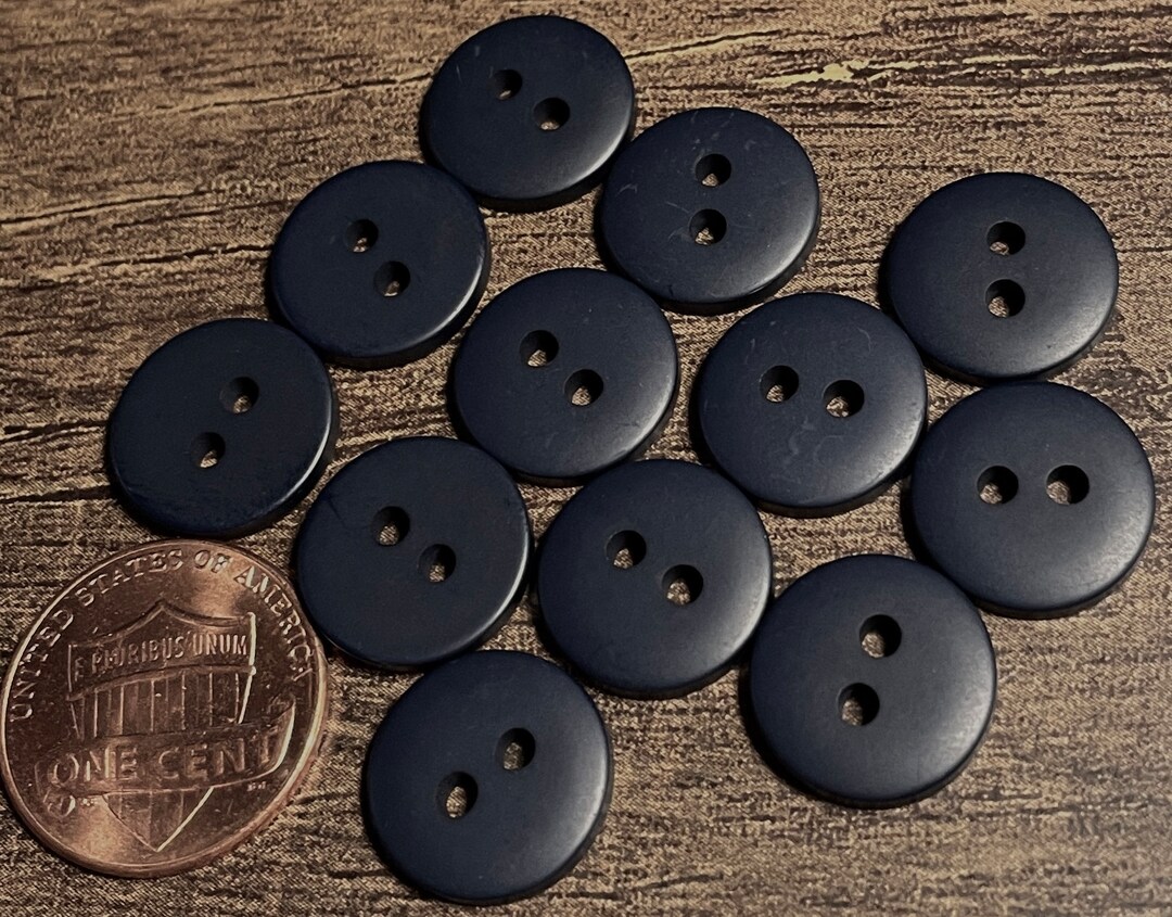 Set of 12 Slightly Domed Top Matte Dark Navy Blue Sew-through 2-hole ...