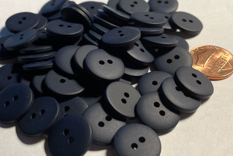 Lot of 24 Matte Dull Navy Blue Plastic 2-hole Sew-through Buttons 9/16 ...