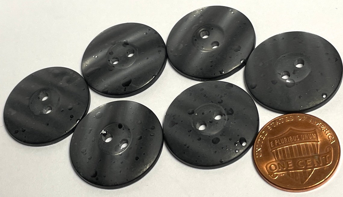 Lot of 6 Dark Gray Recessed Center 2-hole Sew-through Plastic Buttons 7 ...
