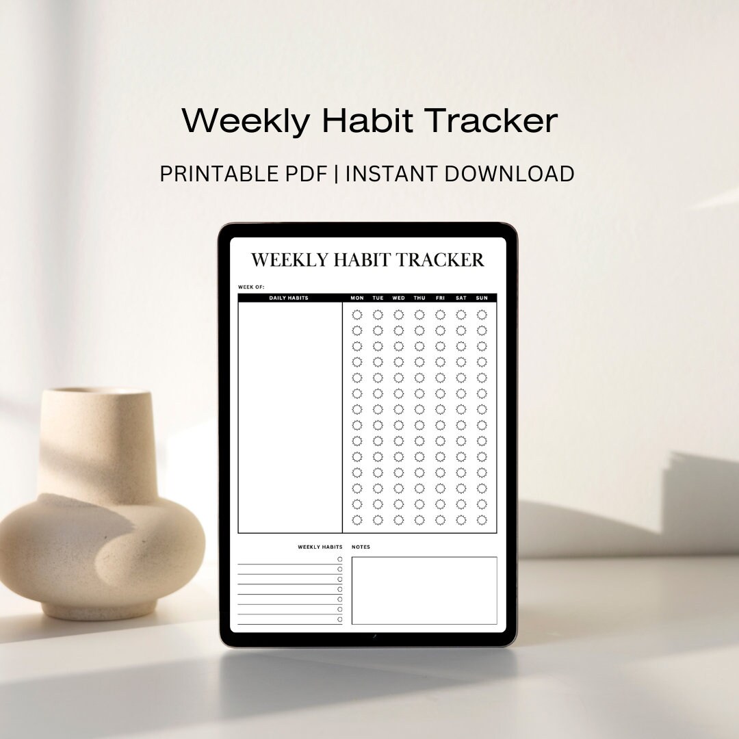 Weekly Habit Tracker Easily Printable PDF File - Etsy