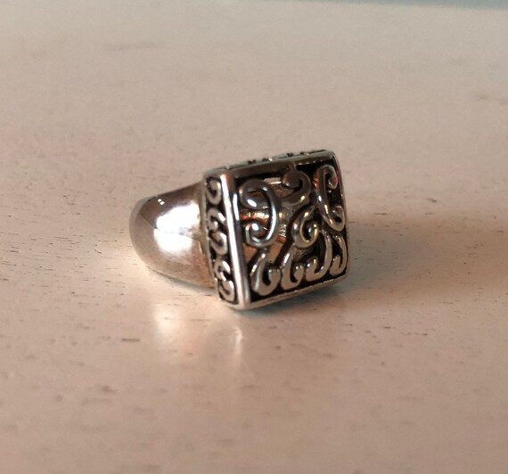 Vintage Sterling Silver Ornate Scrollwork Shield Ring Size - Etsy