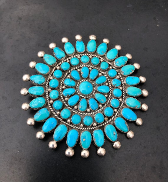 Native American Zuni Cluster Manta Pin Brooch Signed … - Gem
