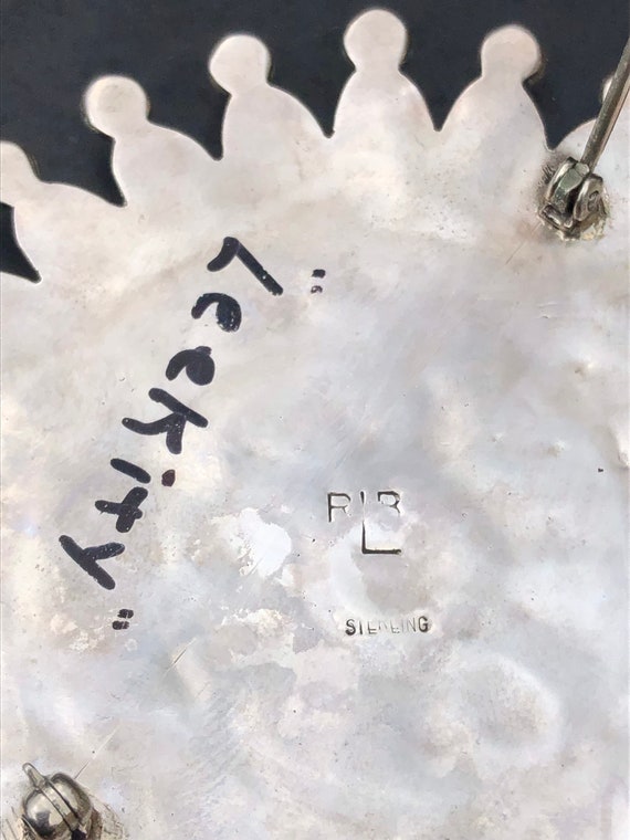 Native American Zuni Cluster Manta Pin Brooch Signed … - Gem