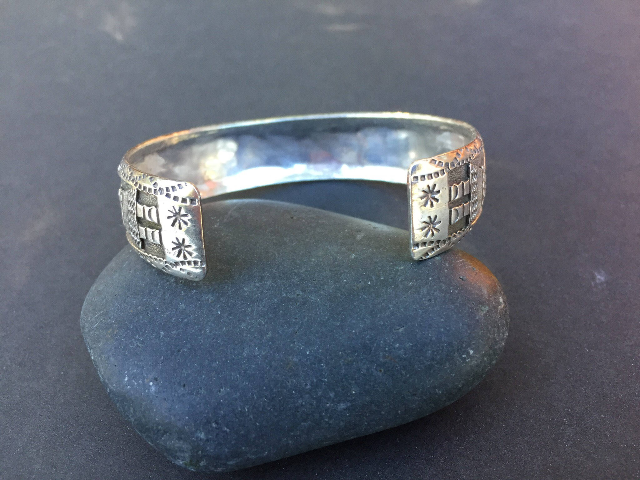 CUFF Navajo/dine "yei" Yebashi Overlay Kachina Heavy Sterling Silver ...