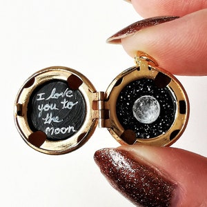MADE TO ORDER, Love You to the Moon Locket, Gold Handpainted Locket ...