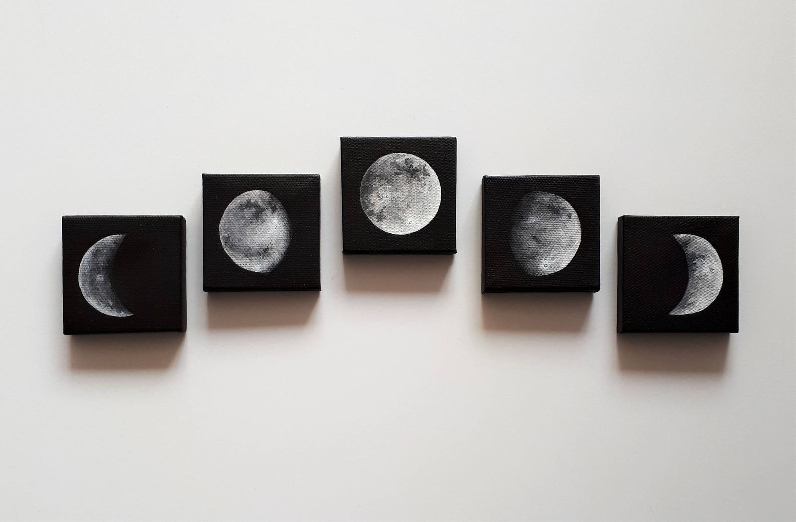 Moon Phases Set of Five Made to Order. Moon Phases Art - Etsy Canada