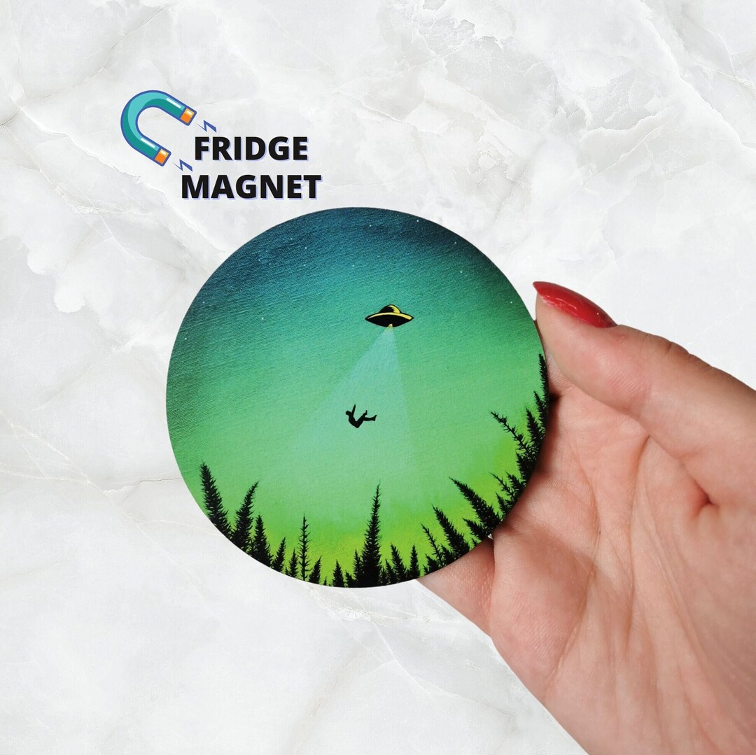 UFO Magnet, Alien Magnet, UFO Art Fridge Magnet, Vinyl Cut Magnet ...