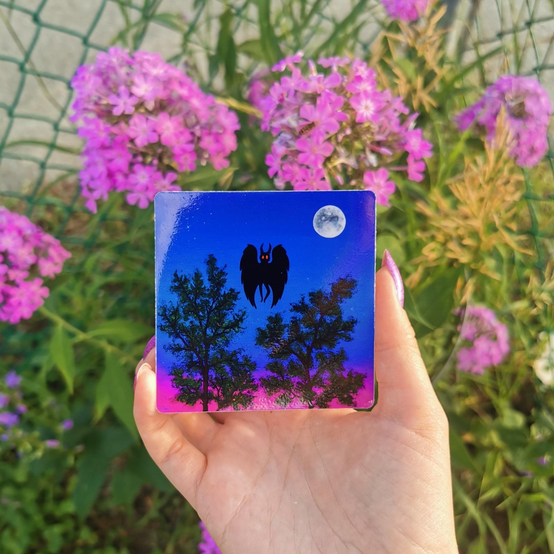 Mothman Sticker, With Glowing Eyes! Cryptid Artwork, Glossy Vinyl ...