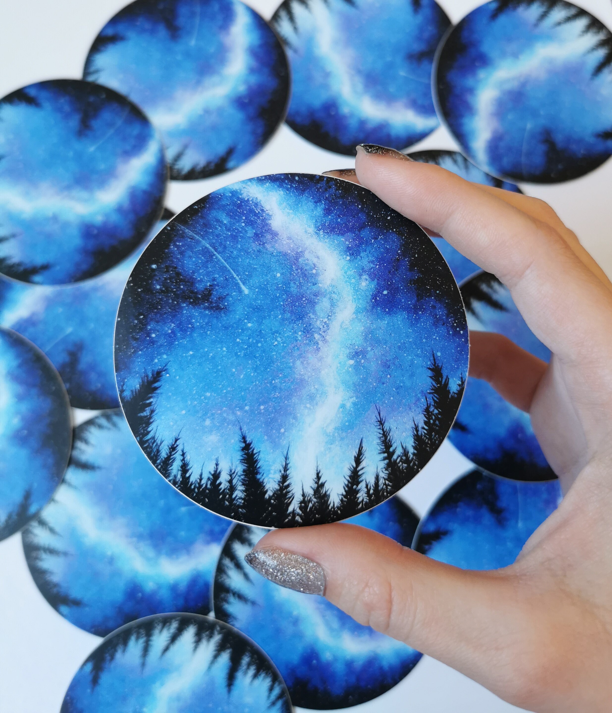 Starry Night Sticker, Night Sky Vinyl Round Sticker, Matte Sticker ...