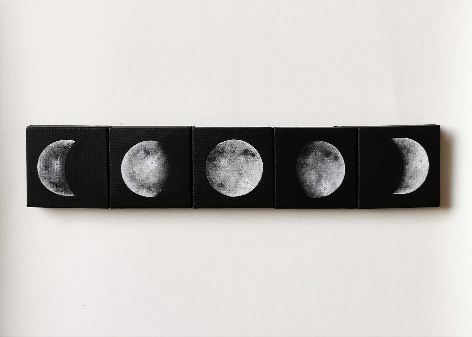 Moon Phases Set of Five Made to Order. Moon Phases Art - Etsy Canada