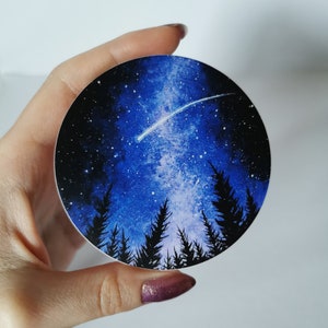Starry Night Sticker, Night Sky Vinyl Round Sticker, Matte Sticker ...
