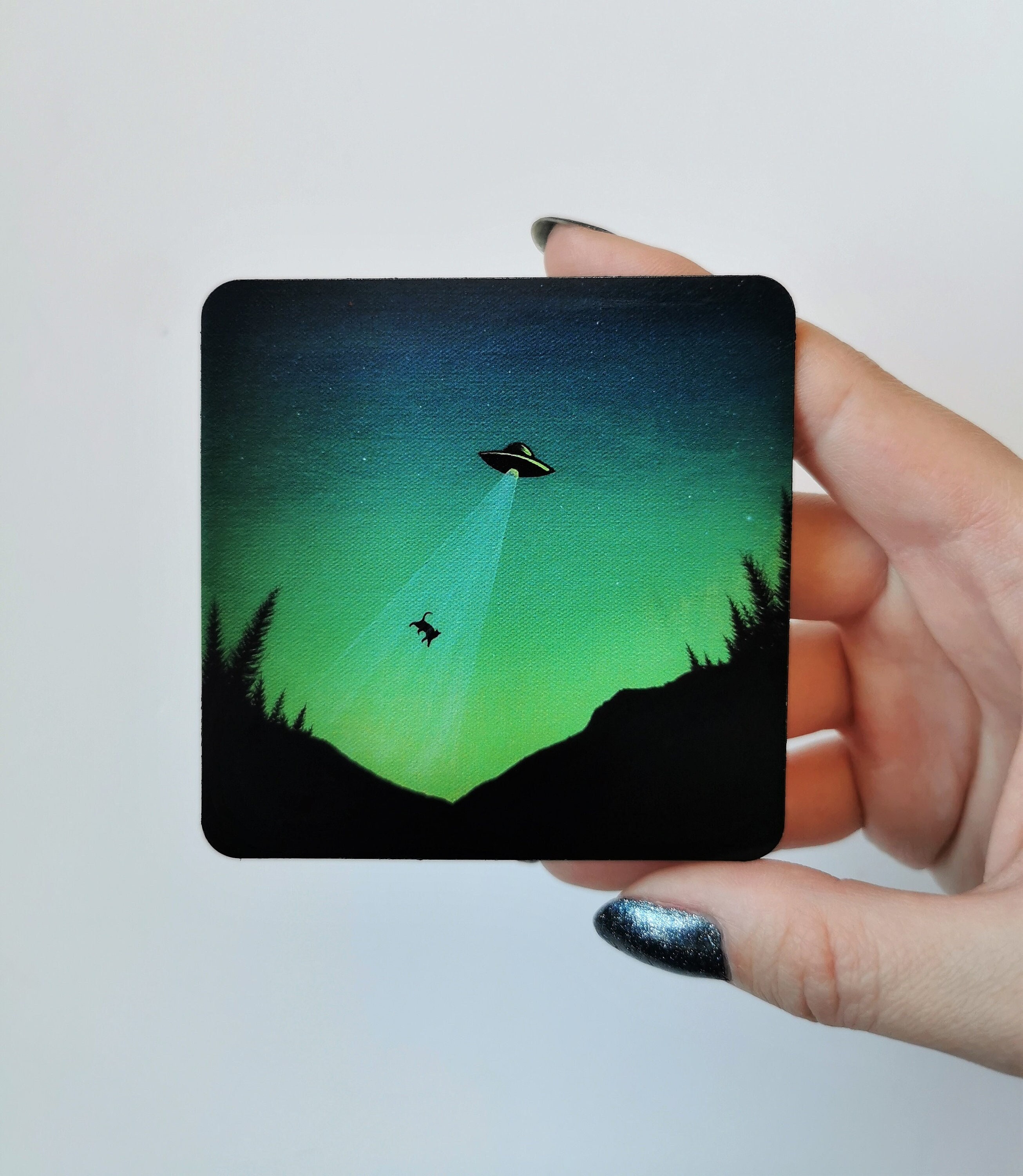 UFO With Cat Magnet Alien Magnet UFO Art Fridge Magnet - Etsy Canada