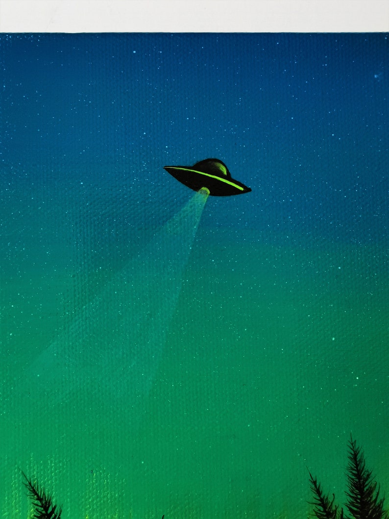 UFO Acrylic Painting Original Painting Space Ship Artwork | Etsy