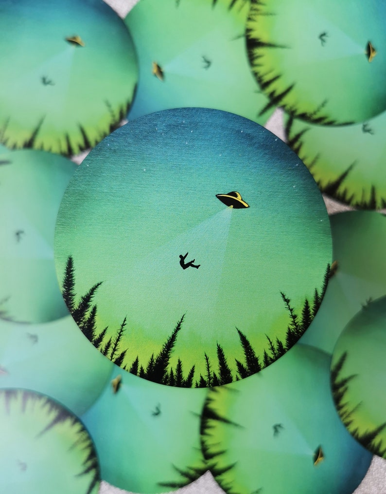 UFO Magnet Alien Magnet UFO Art Fridge Magnet Vinyl Cut - Etsy