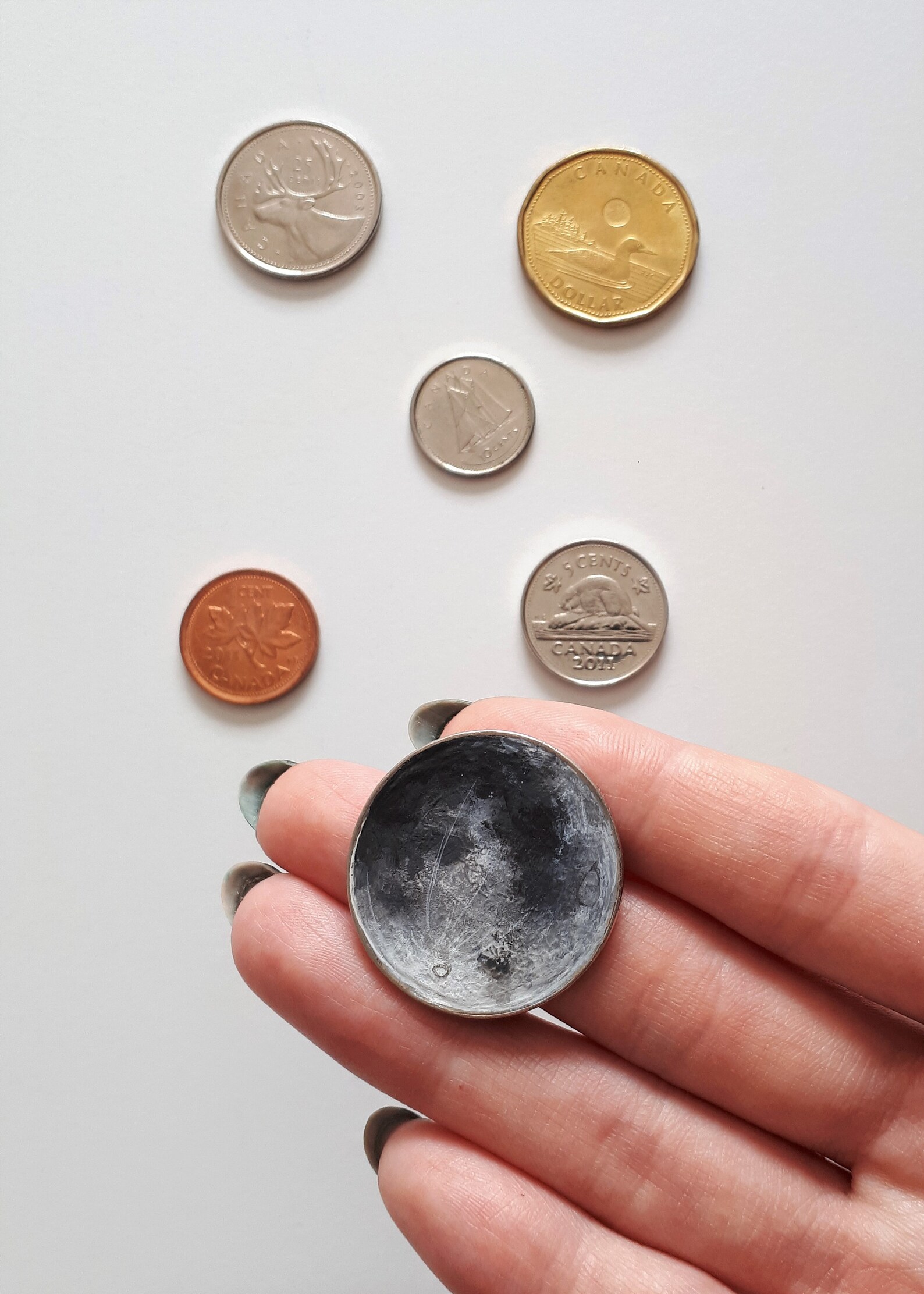 Full Moon Painted on Coins Moon on A Quarter Coin Art - Etsy