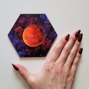 The Red Planet, Mars Painting on Hexagon Panel, Original Acrylic ...