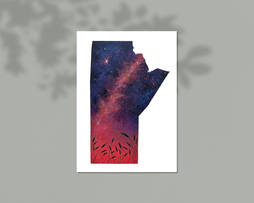 Manitoba Map Art Print: Starry Sky Wheat Field, Canadian Wall Decor - Etsy