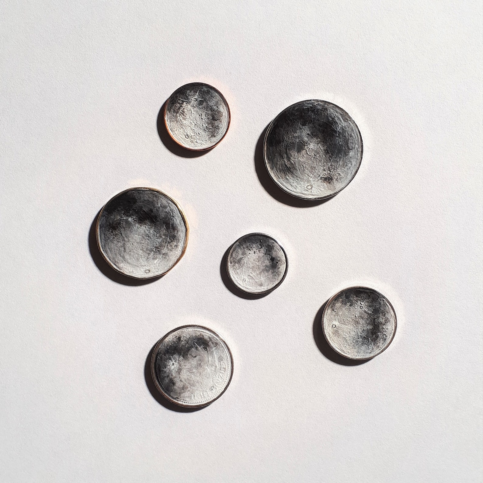 Full Moon Painted on Coins, Moon on A Quarter, Coin Art, Painted Coin ...