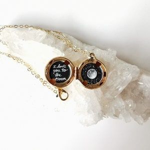 MADE TO ORDER, Love You to the Moon Locket, Gold Handpainted Locket ...