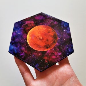 The Red Planet, Mars Painting on Hexagon Panel, Original Acrylic ...
