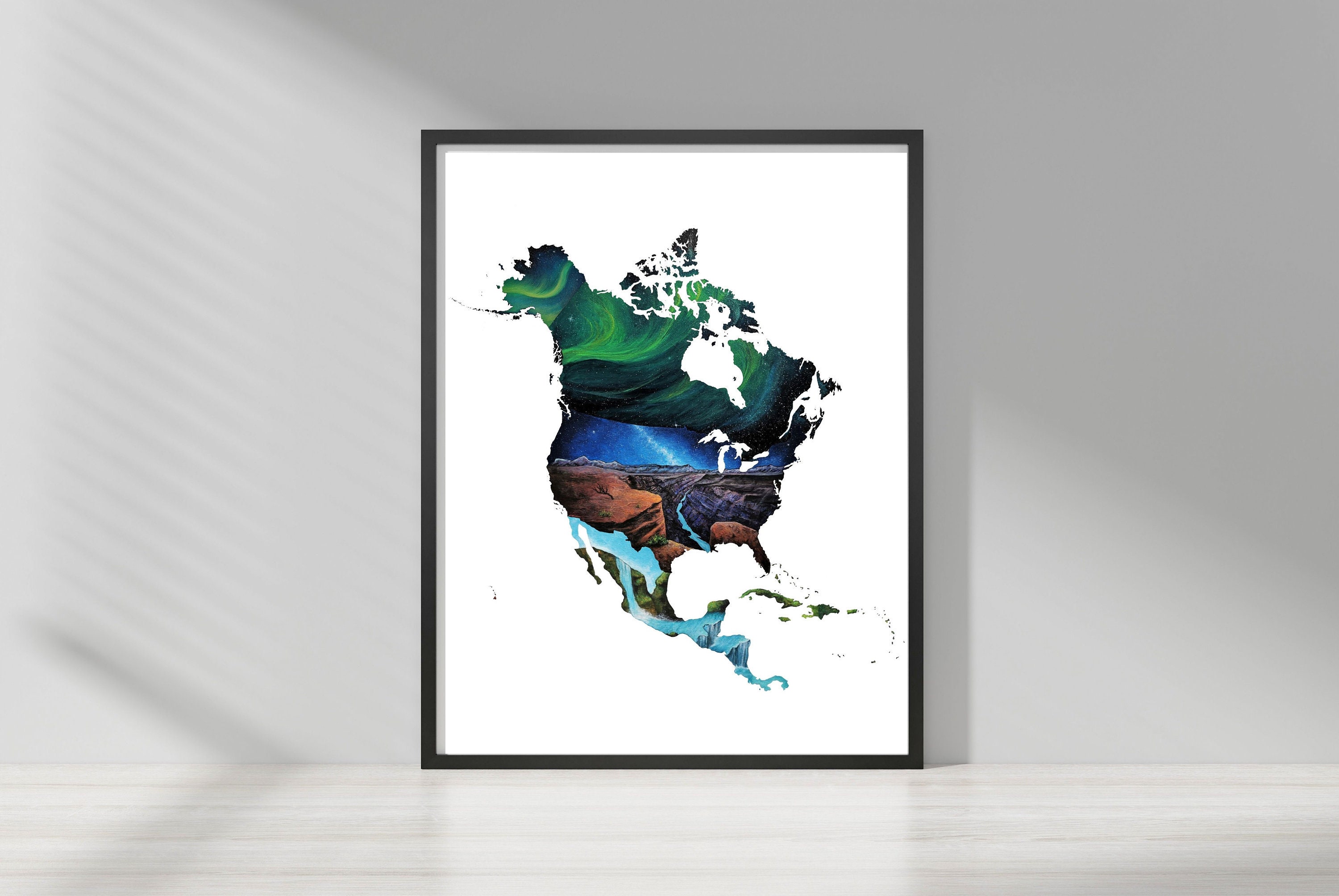 North America Art Print North America Map Map Poster Canada | Etsy