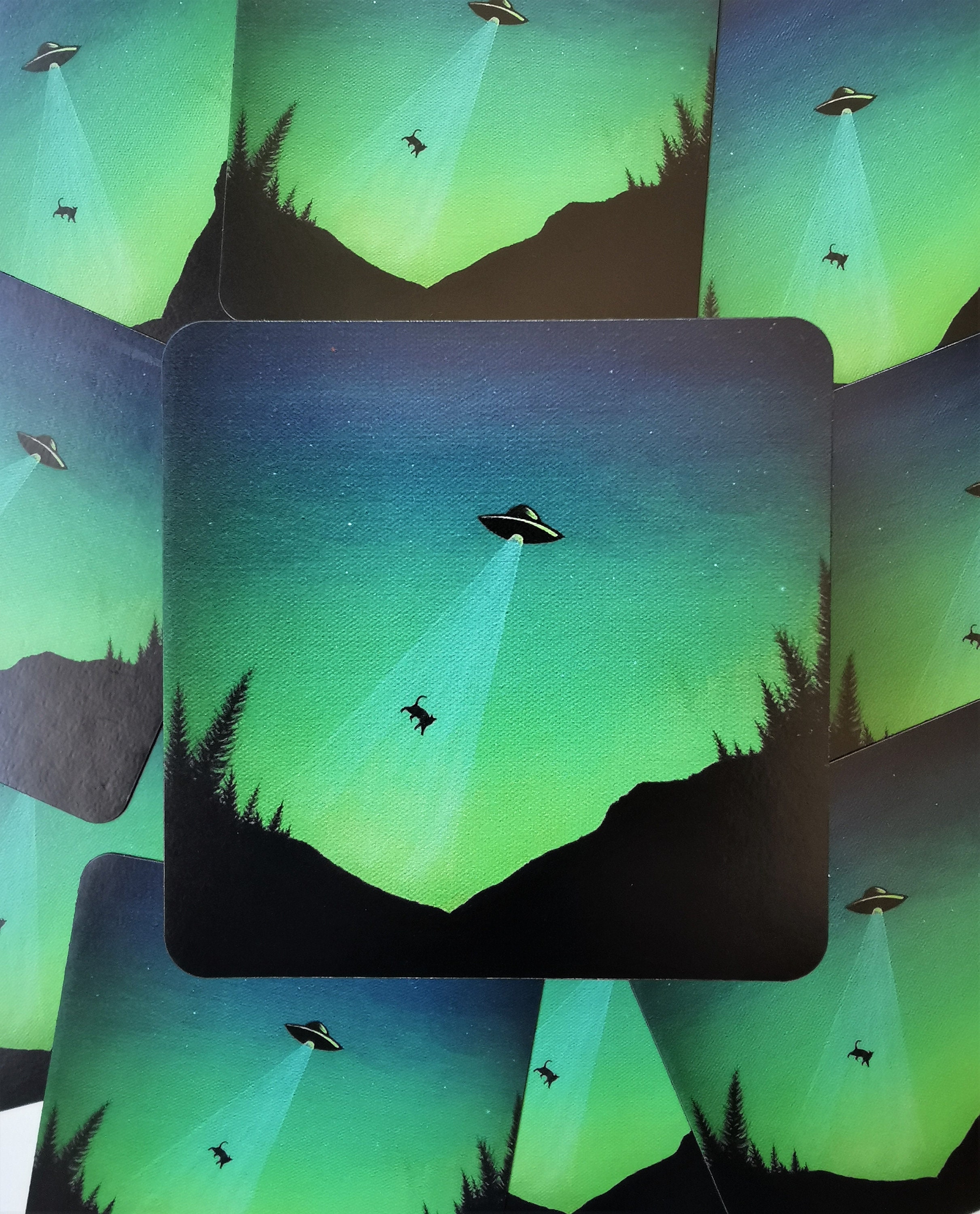 UFO With Cat Magnet Alien Magnet UFO Art Fridge Magnet - Etsy Canada