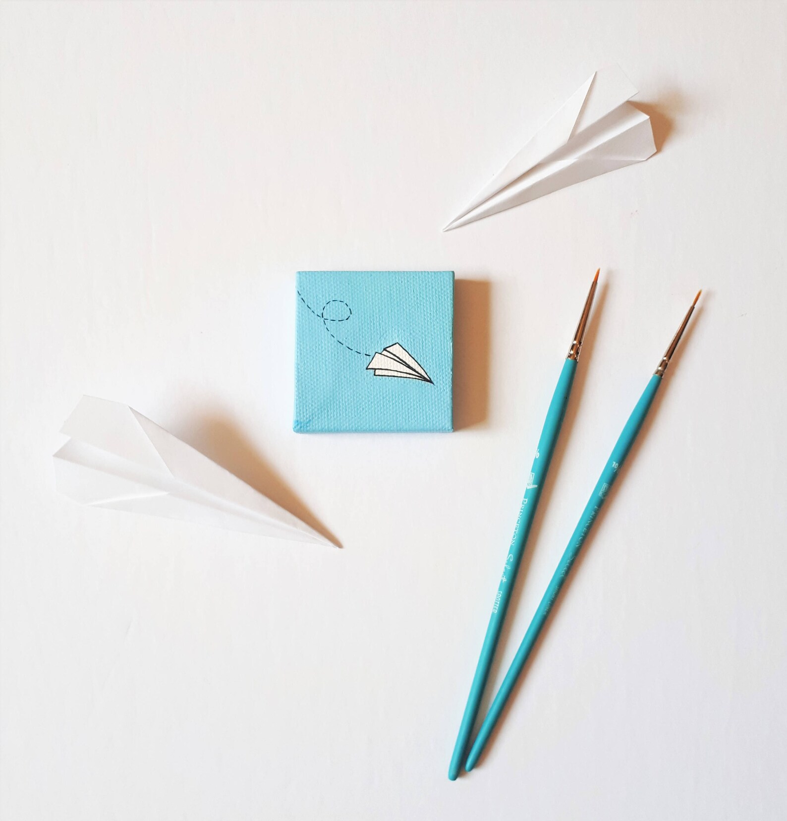 Little Paper Airplane Art Blue Paper Airplane Paper Plane - Etsy