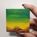Green & Chartreuse Sky, Gold Mountains, Tiny Art, Miniature Painting ...