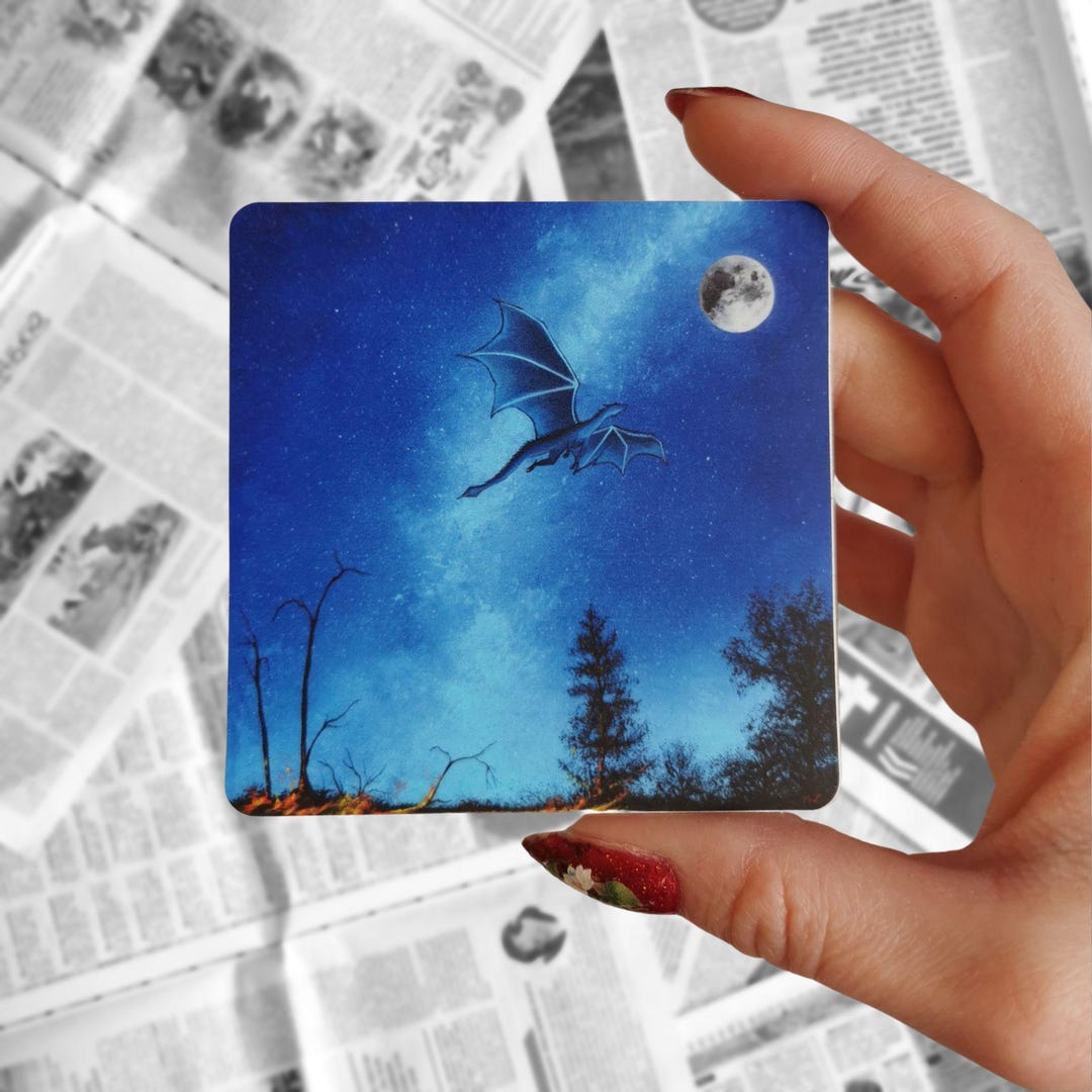 Blue Dragon Sticker, Fantasy Artwork, Celestial Dragon Flying ...