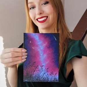 Nightfall, Original Acrylic Painting, Colorful Night Time Scene ...