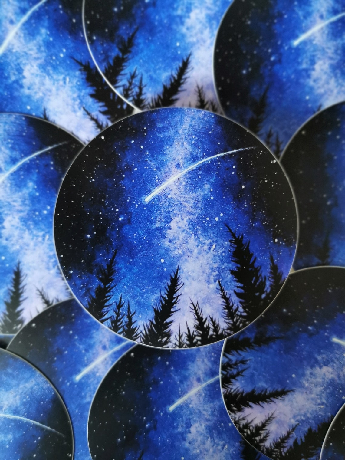Starry Night Sticker, Night Sky Vinyl Round Sticker, Matte Sticker ...