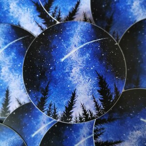 Starry Night Sticker, Night Sky Vinyl Round Sticker, Matte Sticker ...