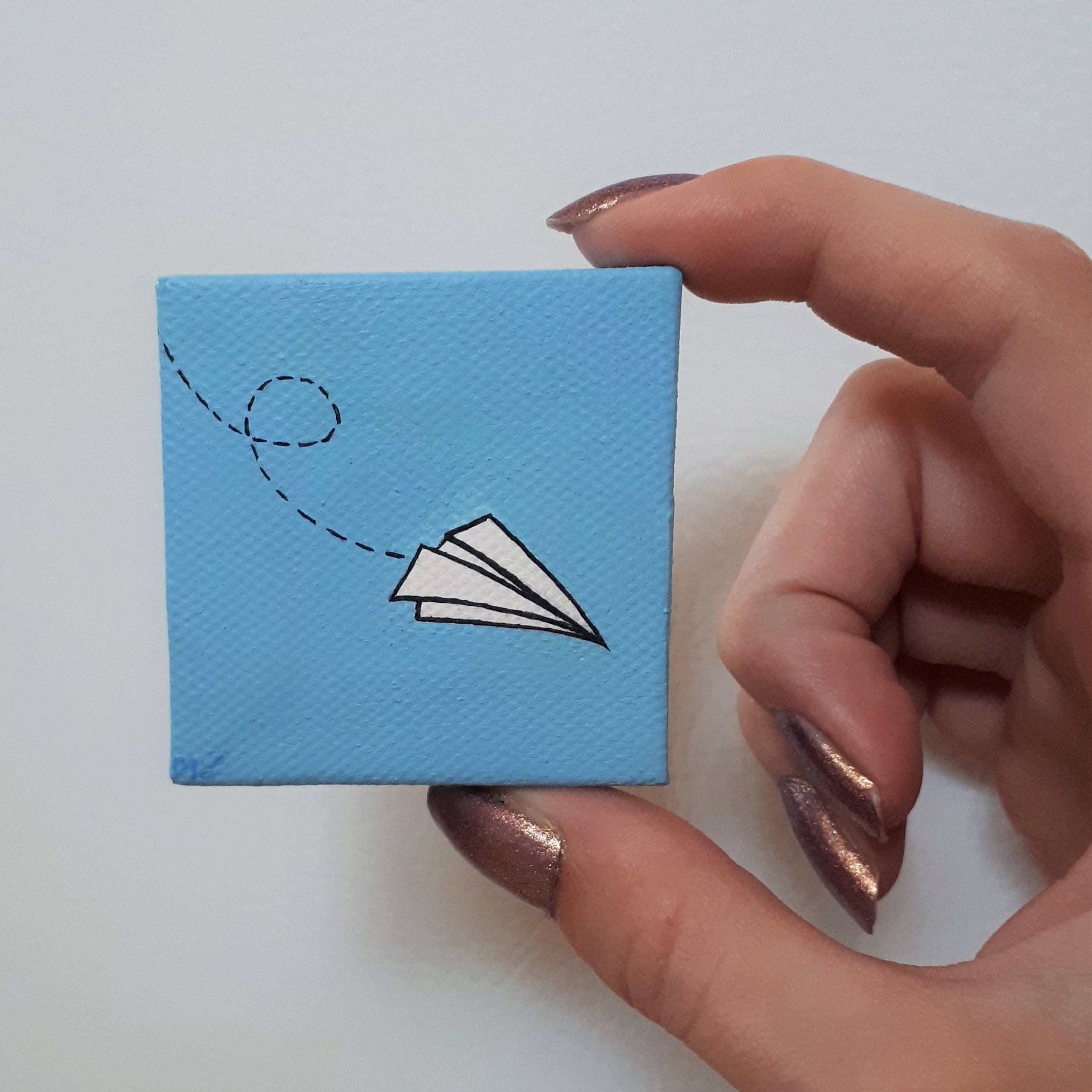 Little Paper Airplane Art, Blue Paper Airplane, Paper Plane Painting ...