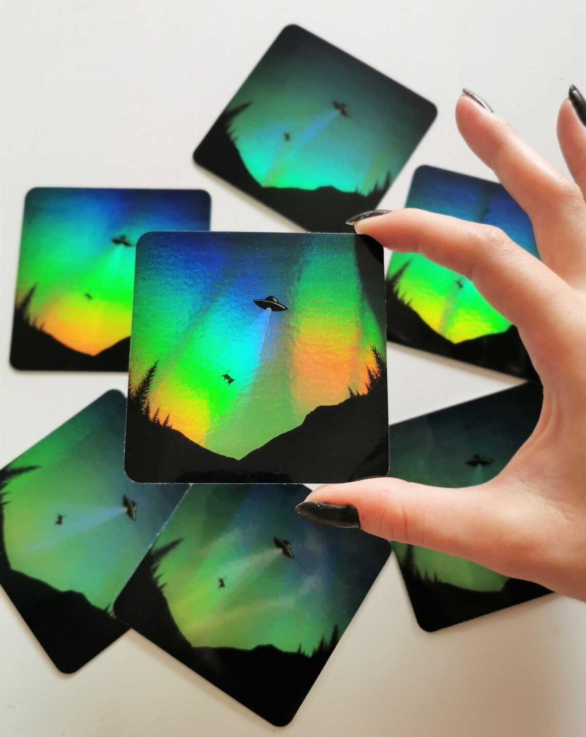 Holographic UFO Sticker Alien Sticker Shinny UFO Art | Etsy