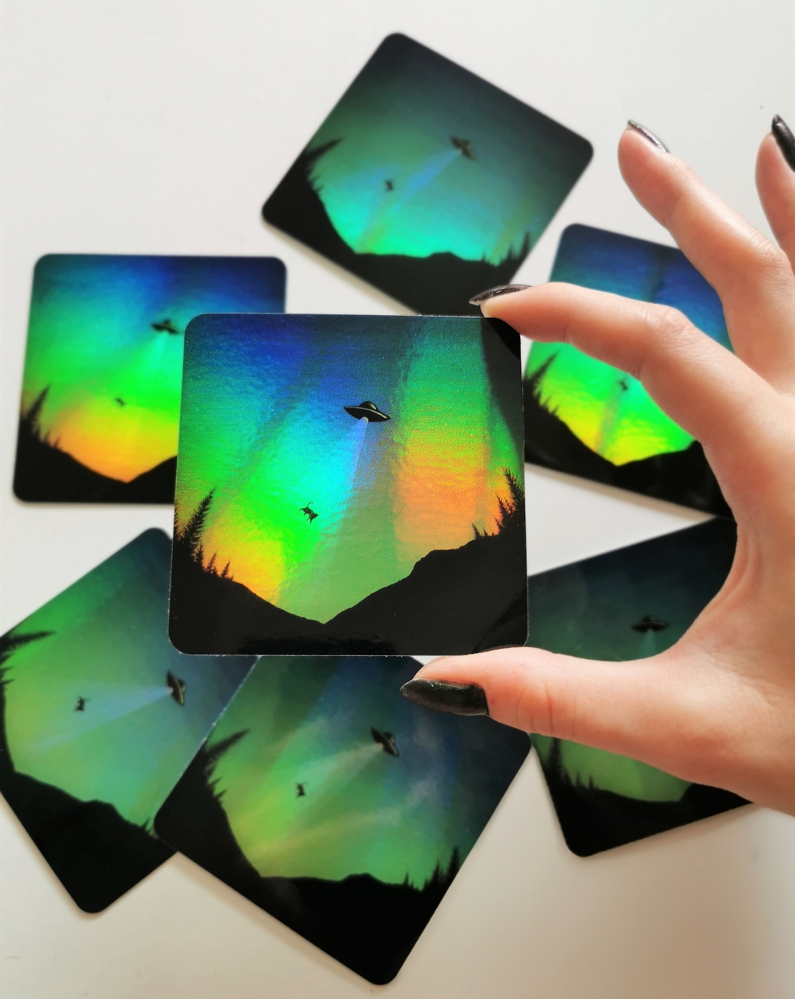 Holographic UFO Sticker Alien Sticker Shinny UFO Art | Etsy