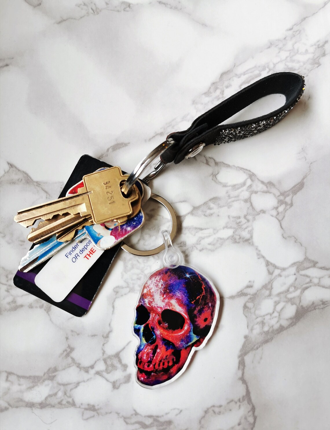 Red Skull Keychain Acrylic Key Charm Man's Keychain | Etsy