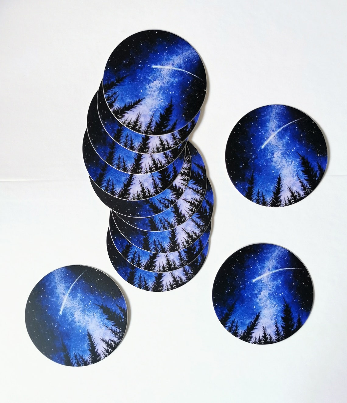 Starry Night Sticker, Night Sky Vinyl Round Sticker, Matte Sticker ...
