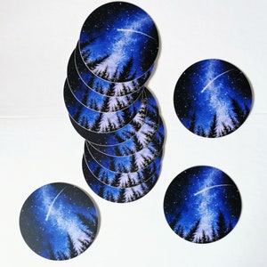 Starry Night Sticker, Night Sky Vinyl Round Sticker, Matte Sticker ...