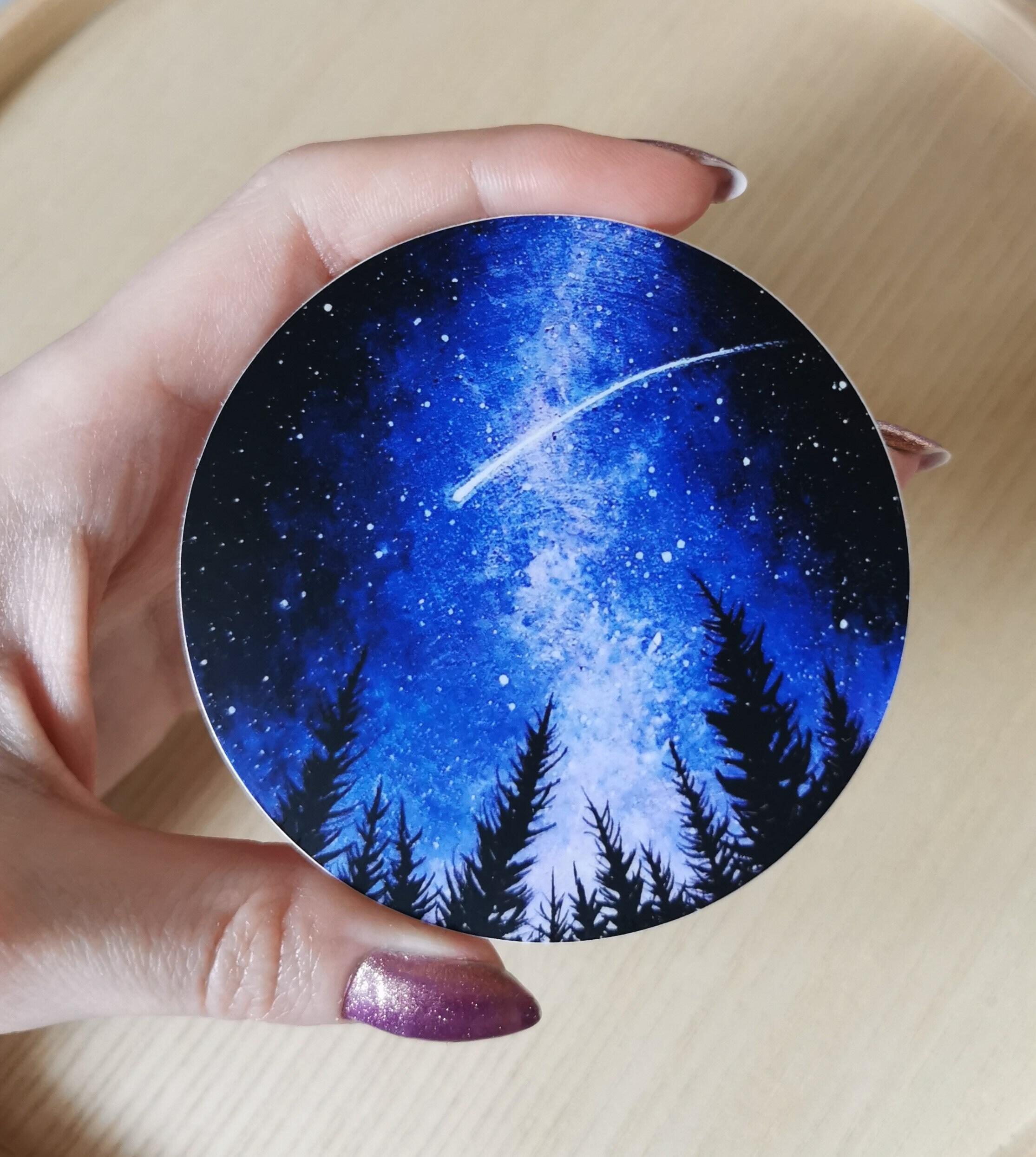 Starry Night Sticker, Night Sky Vinyl Round Sticker, Matte Sticker ...