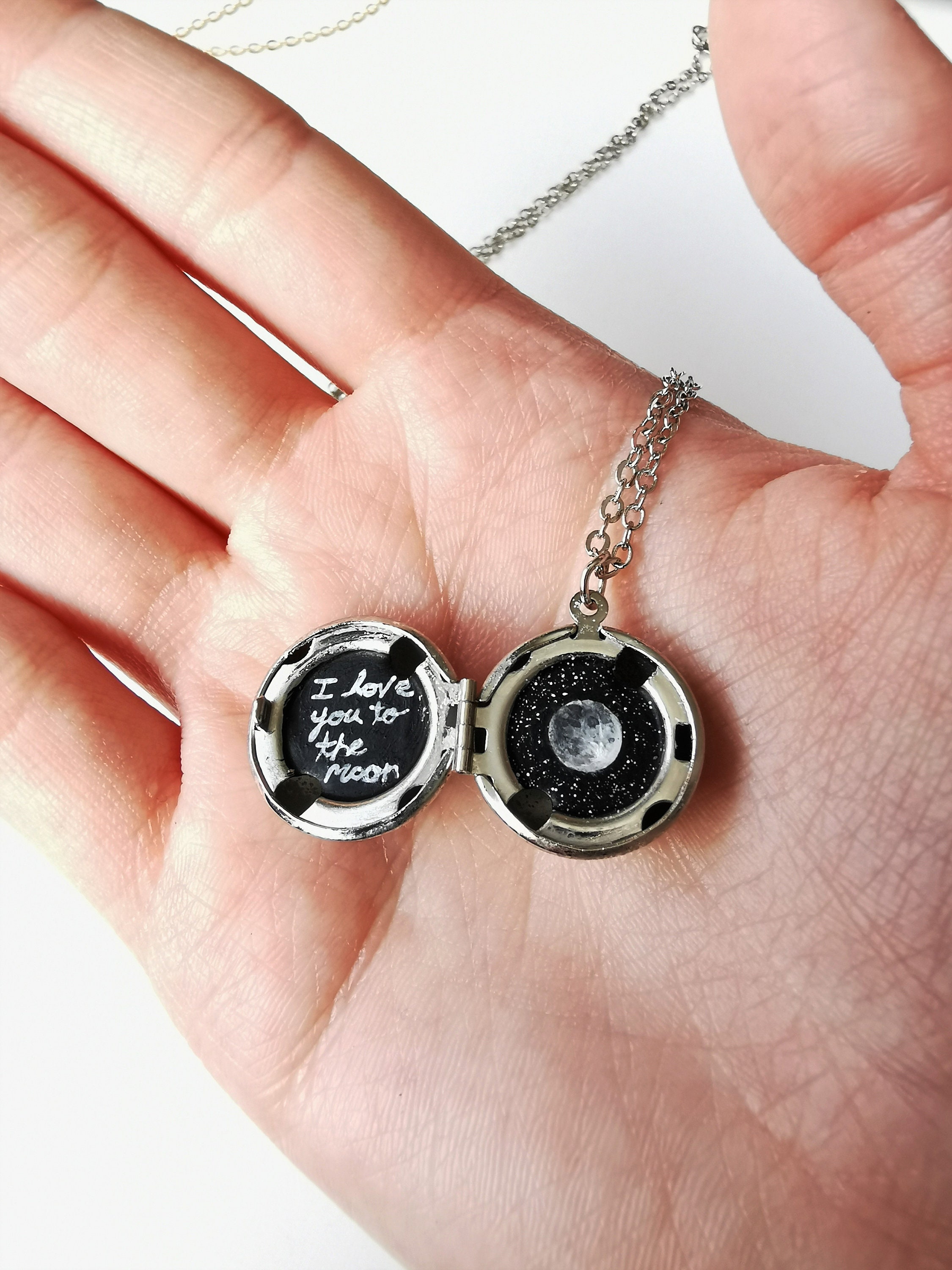 MADE TO ORDER I Love You to the Moon Locket Silver | Etsy
