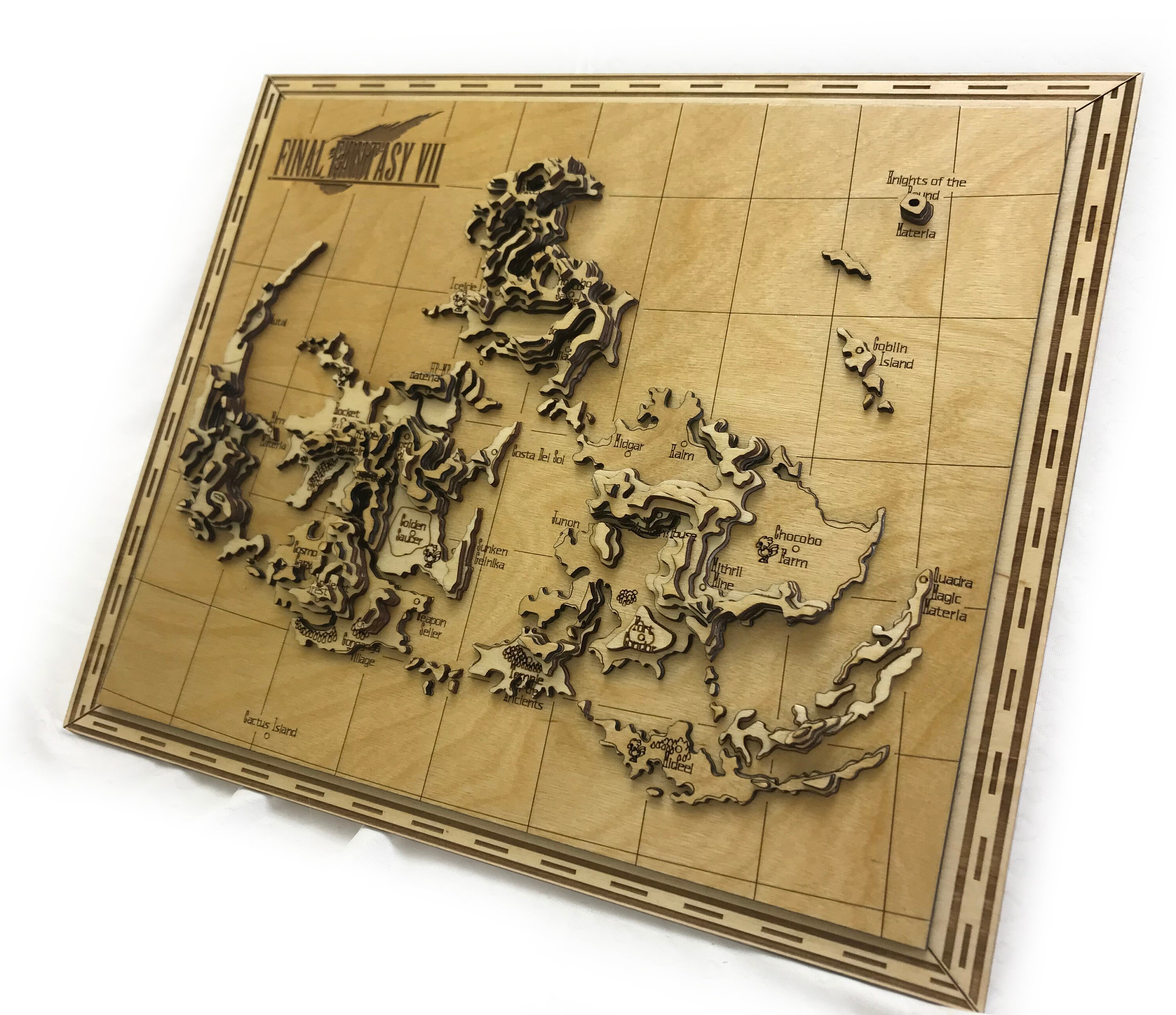 Final Fantasy VII Laser Cut Topographic Map | Etsy