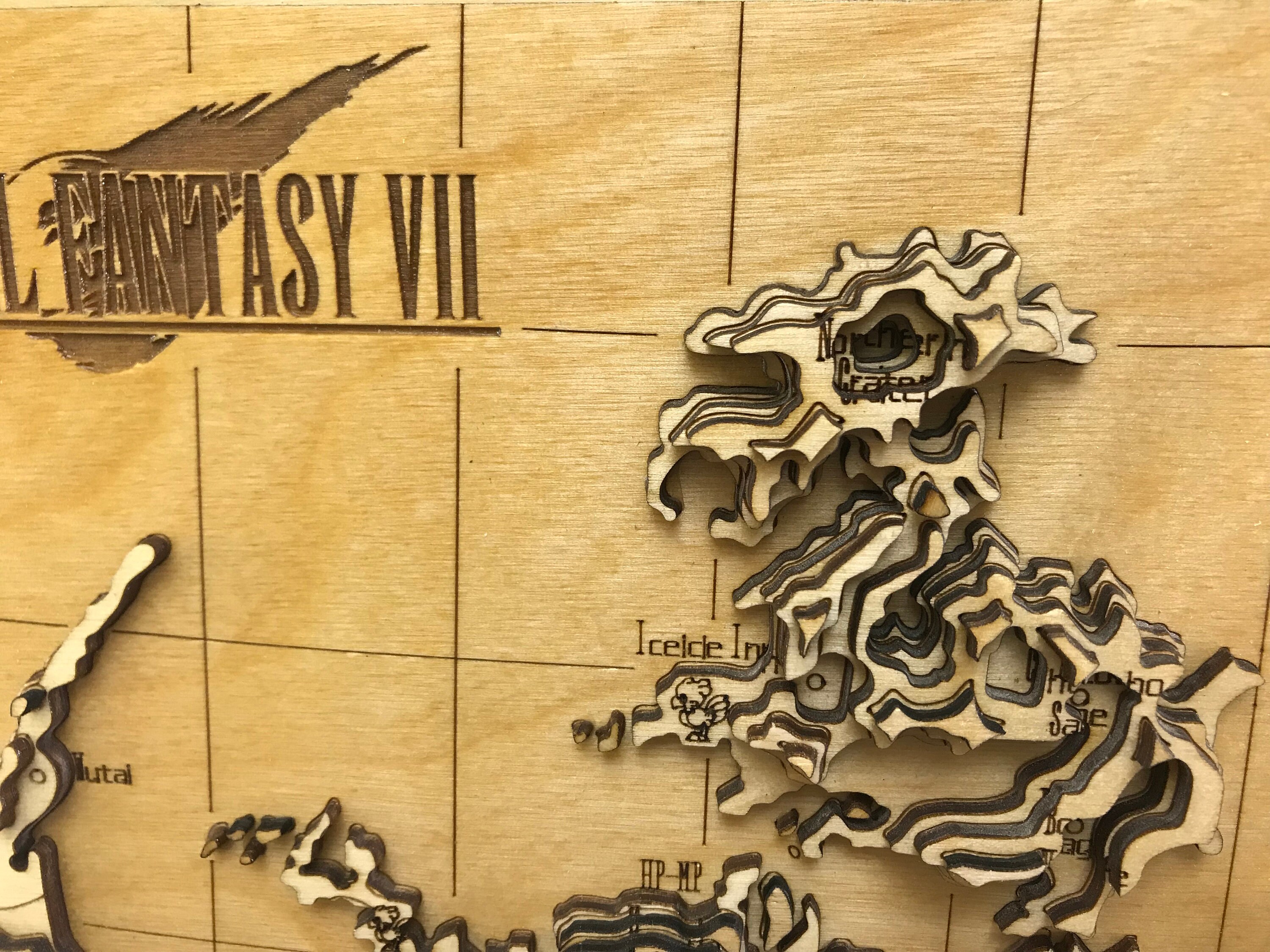 Final Fantasy VII Laser Cut Topographic Map | Etsy