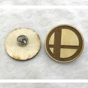 Laser Engraved Smash Bros Pin Pushback Pins Wood Etched Retro - Etsy