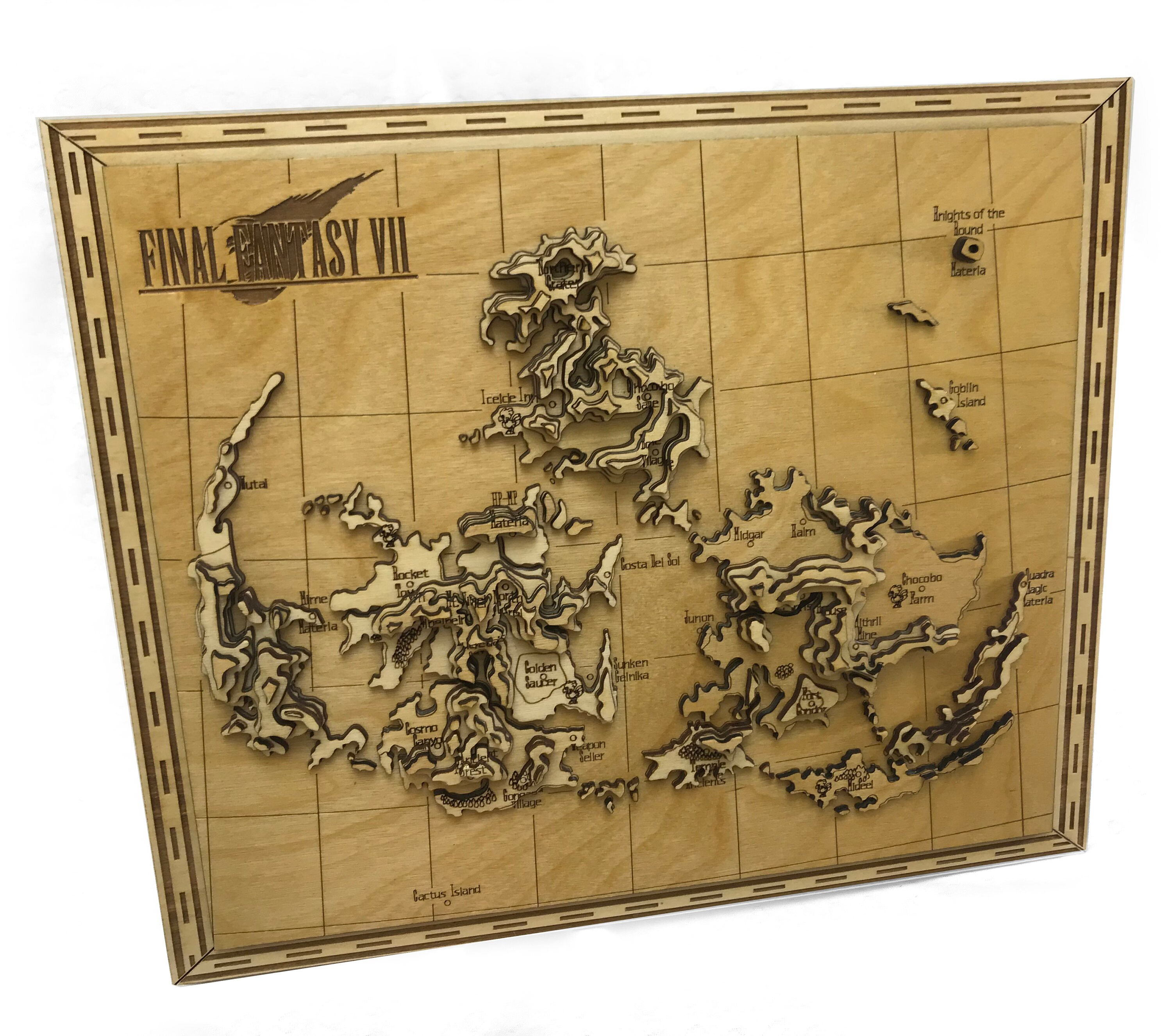 Final Fantasy VII Laser Cut Topographic Map | Etsy