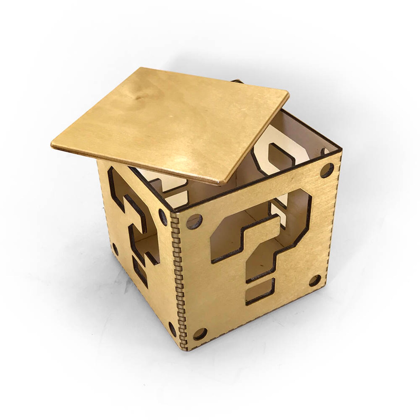 Lasercut Super Mario Bros Question Mark 4in Box with Lid | Etsy