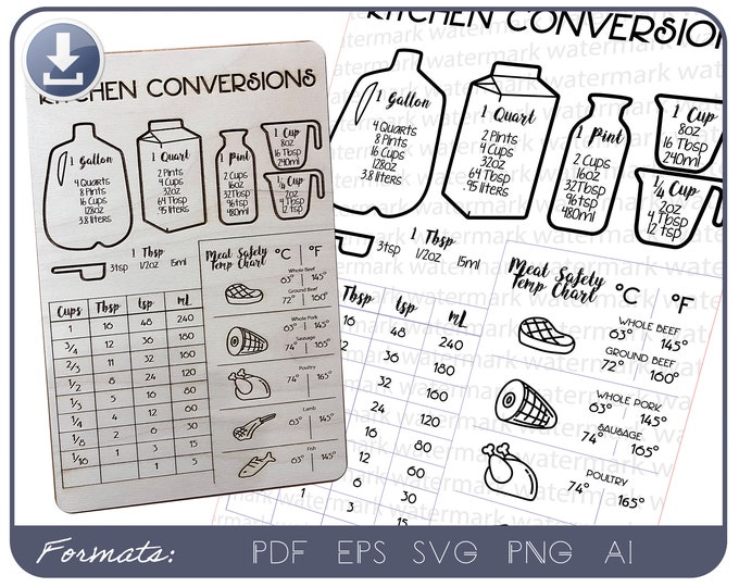 Kitchen Conversion Chart Cooking Temperature for Laser Cutter Cricut ...
