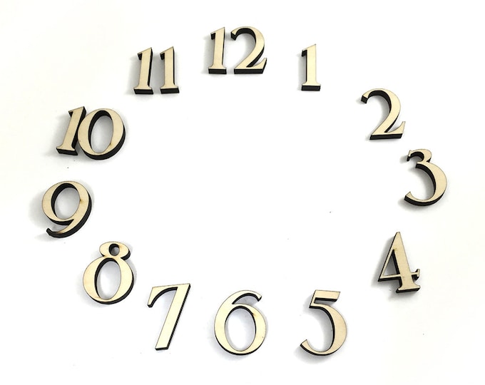 Wood Lasercut Clock Numbers and Dashes 12, 3, 6, 9 variable Size - Etsy