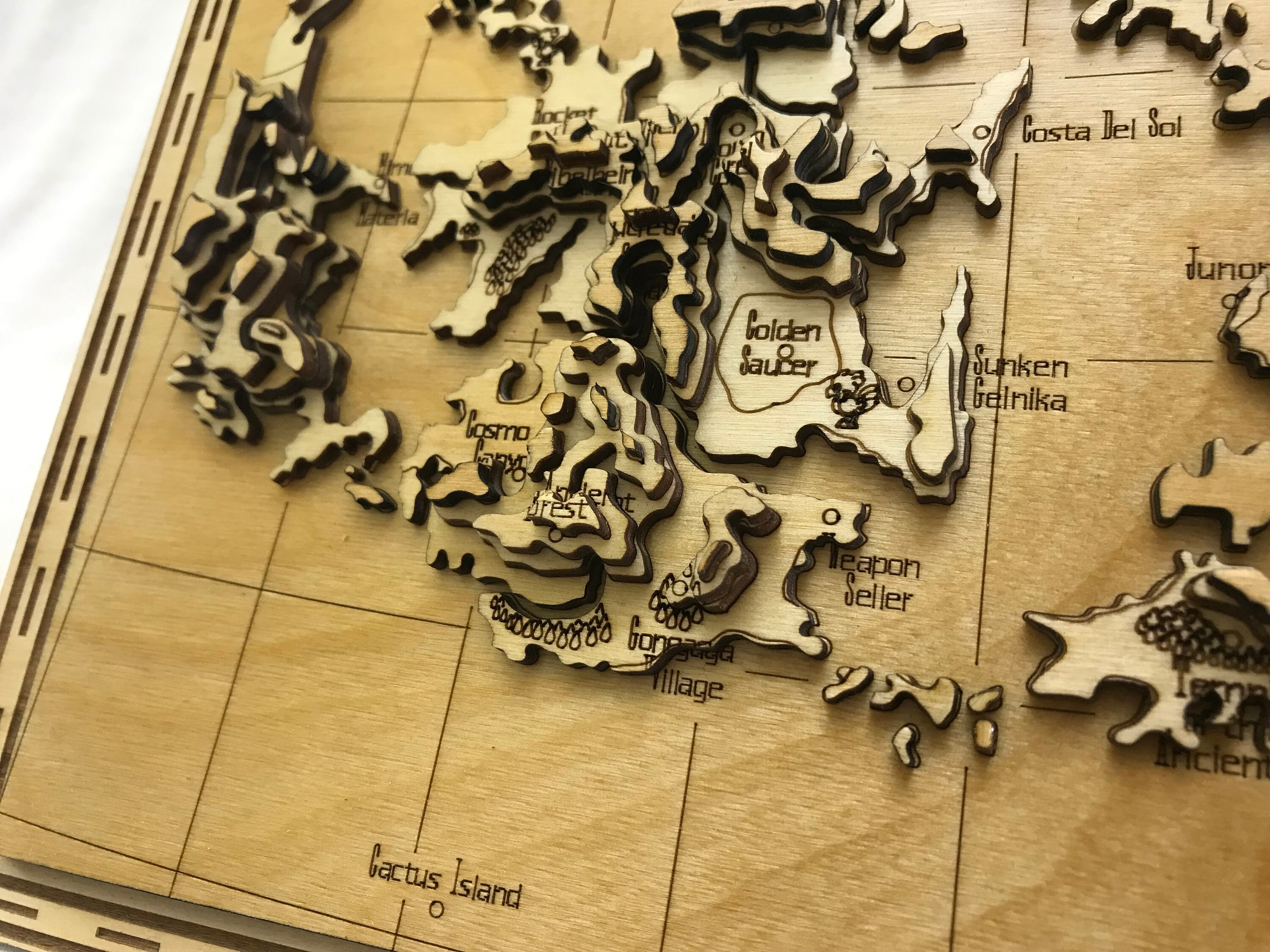 Final Fantasy VII Laser Cut Topographic Map | Etsy