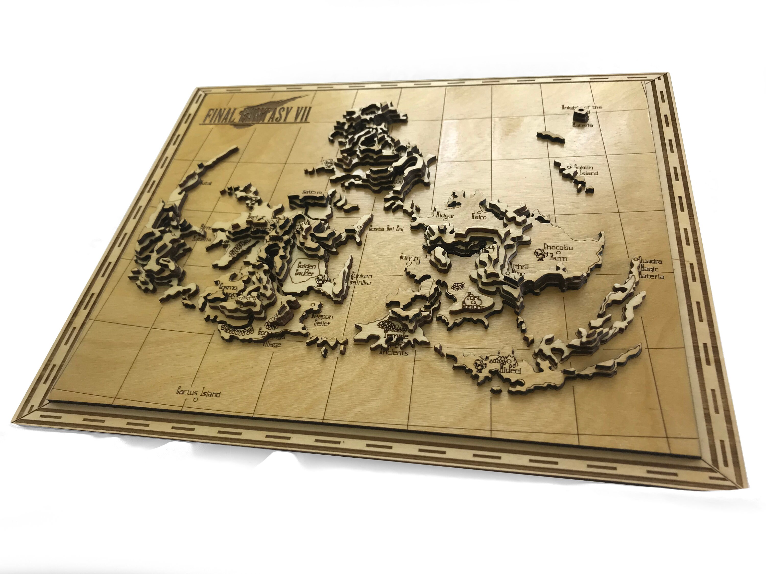 Final Fantasy VII Laser Cut Topographic Map | Etsy